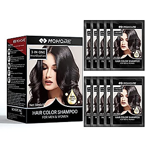 MOHOPE Black Shampoo for Grey Hair 30ml x 10Pcs | Revolutionary Instant Hair Dye | Semi Permanent Magically Only 10 Minutes Last 30 Days | Safe Natural Ingredients