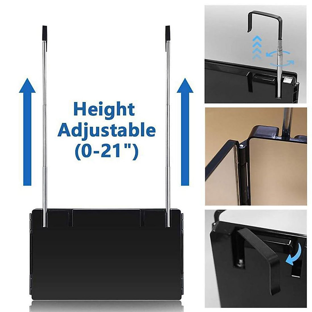 HIEEY 3 Way Mirror for Hair Cutting,360 Trifold Mirror with Height Adjustable Telescoping Hooks,and 5X Magnification Mirror,for Makeup, Hair Styling