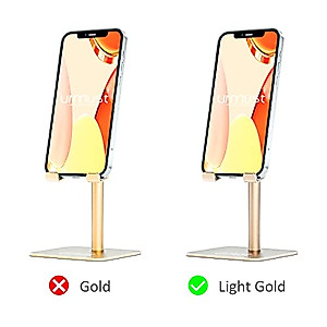 Urmust Cell Phone Stand Angle Adjustable Phone Stand for Desk Phone Holder for Office Tablet Stand Compatible for iPhone 15 14 13 12 11 Pro Max X Xr 8 Plus 7 6(Light Gold)