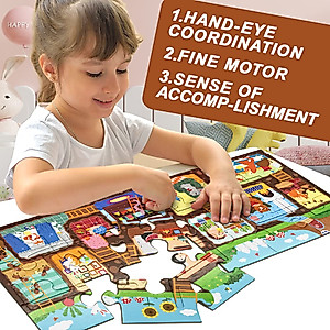 Floor Puzzles for Kids - Underground Houses Finger Maze Puzzle for Children 3 and up,18 Pcs Fit Together Perfectly,Toddler Children Learning Preschool Educational Development Toys