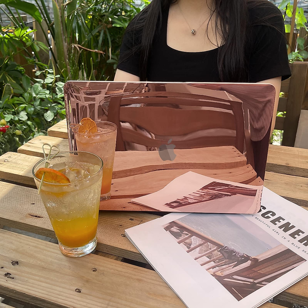 mpmpssss Compatible with MacBook Air 13 inch Case 2022 2021 2020 2019 2018 Release A2337 M1 A2179 A1932 Touch ID Hard Shell Case + 2 Keyboard Cover Glitter Shiny Mirror for Women Girl Man, Rose Gold