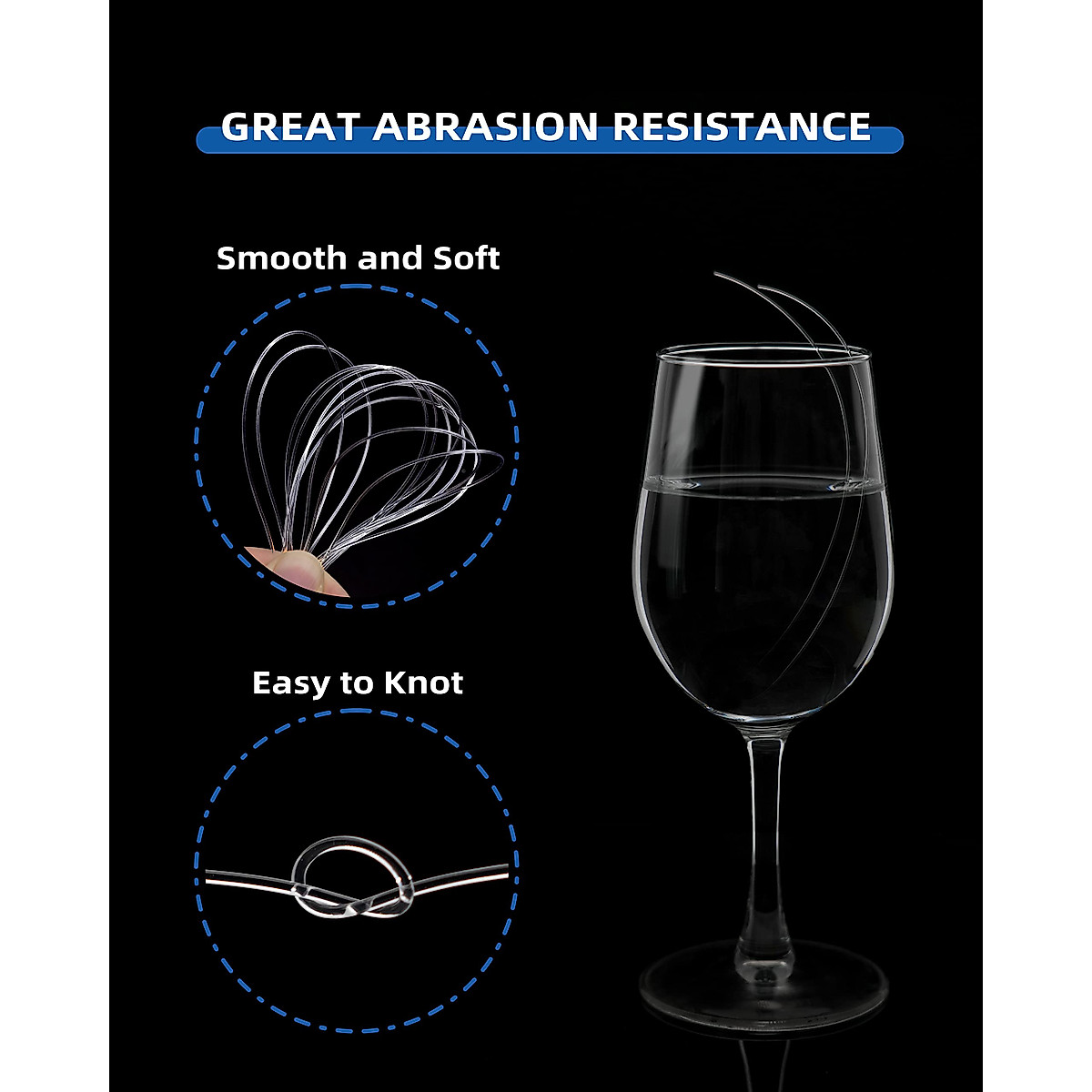 BLUEWING Monofilament Fishing Line Clear Invisible Thin Diameter Fishing String Mono Fishing Line, Dia.1.9mm*50YD*400LB