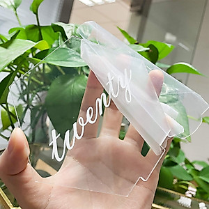 HighFree Hexagon Acrylic Table Numbers 1-20 with Stand - Printed Calligraphy Place Cards, Clear Acrylic Table Numbers for Wedding Reception, 4x4.5 inch, Set of 21