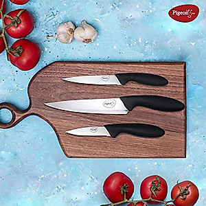 Pigeon 3-Piece Knife Set with Contoured Handle, Utility, Paring & Chef's Knife Set for Kitchen, Razor-Sharp Stainless Steel Blades, Lightweight, Dishwasher Safe, Ideal For Meat, Veggies, Herbs & Nuts