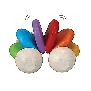 PlanToys Wooden Baby Car Toy (5229) | Rainbow Color Collection |Sustainably Made from Rubberwood and Non-Toxic Paints and Dyes