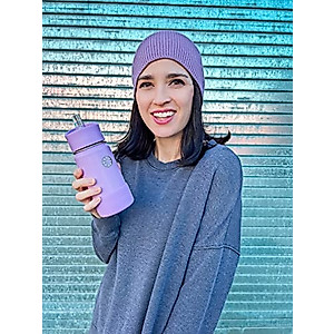 H2OBotté Kids Water Bottle for School - 14oz (Straw Lid), Reusable Leak-proof Insulated Stainless Steel Reusable water bottle for Girls, Boys (Lavender)
