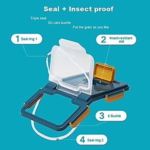 YXQ 25LB Large Flour Storage Container Bin ,2 Pack Airtight Plastic with Wheels Seal Locking Lid Dispenser Organizer Storage Bin with Measuring Cup & Scoop for Flour, Rice, Grain 50LBS Total