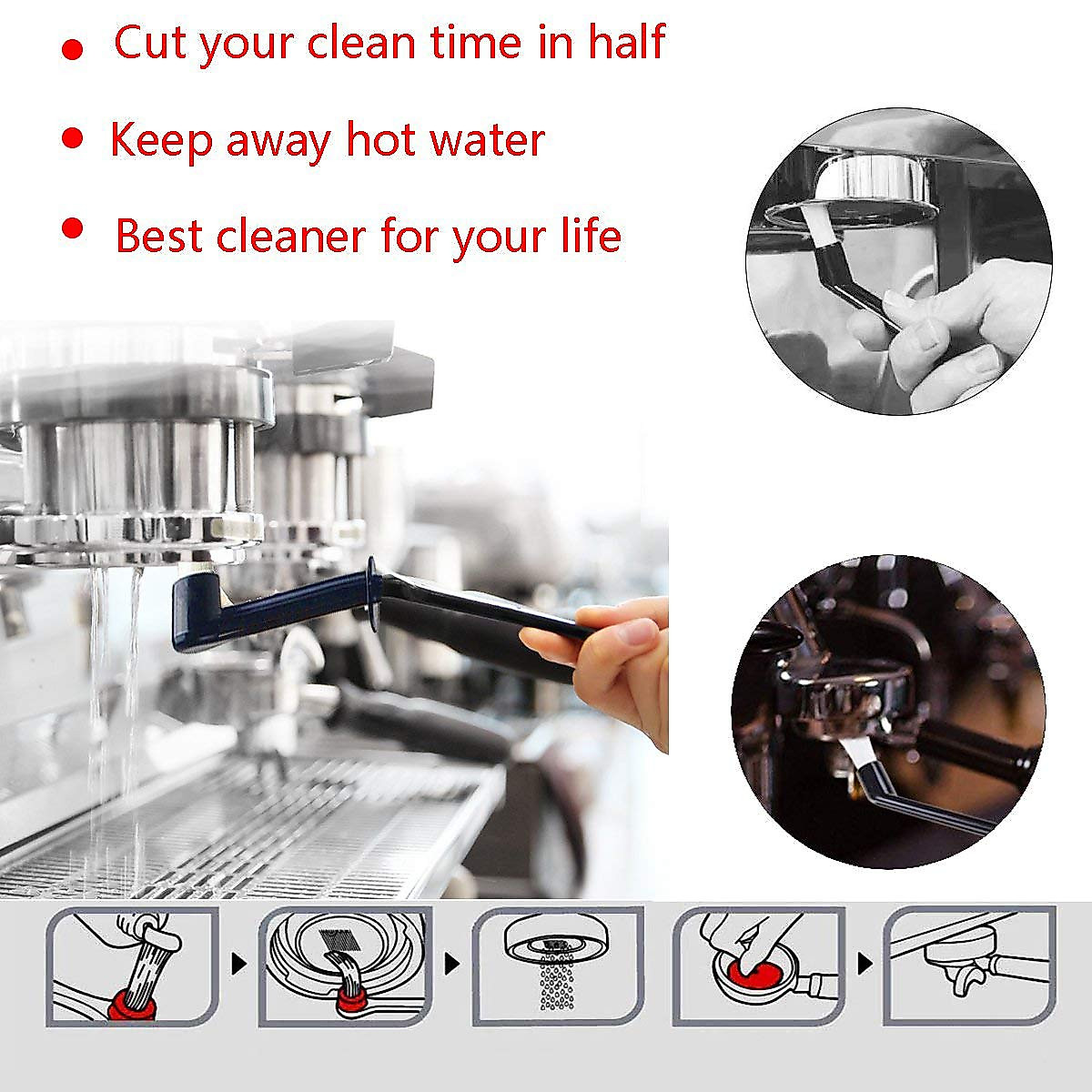 ACKLLR Coffee Grinder Cleaning Brush, Heavy Wood Handle & Natural Bristles Wood Dusting Espresso Brush and Nylon Espresso Machine Brush with Spoon for Bean Grain Barista Pasta Makers Home Kitchen