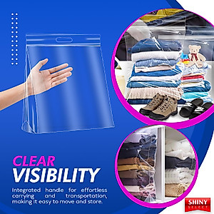 Shiny Select 15 Gallon Jumbo Storage Bag w/Handle & Zipper Top 26x26, 4 Bags - Clear Big Plastic, Extra Large XL, 4 Mil Thick Heavy Duty for Towels, Clothes, Blanket, Pillows, Seasonal Decoration