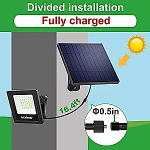 intelamp Solar Powered Lights Outdoor, Solar Flood Lights Outdoor Bright Solar Security Light Dusk to Dawn Auto On/Off IP65 Waterproof for Wall Porch Balcony Yard Garage Barn Garden Pathway Doorway