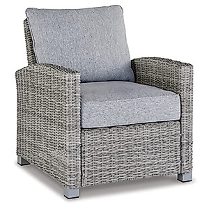 Signature Design by Ashley Naples Beach Contemporary Outdoor Lounge Chair with Cushion, Light Gray