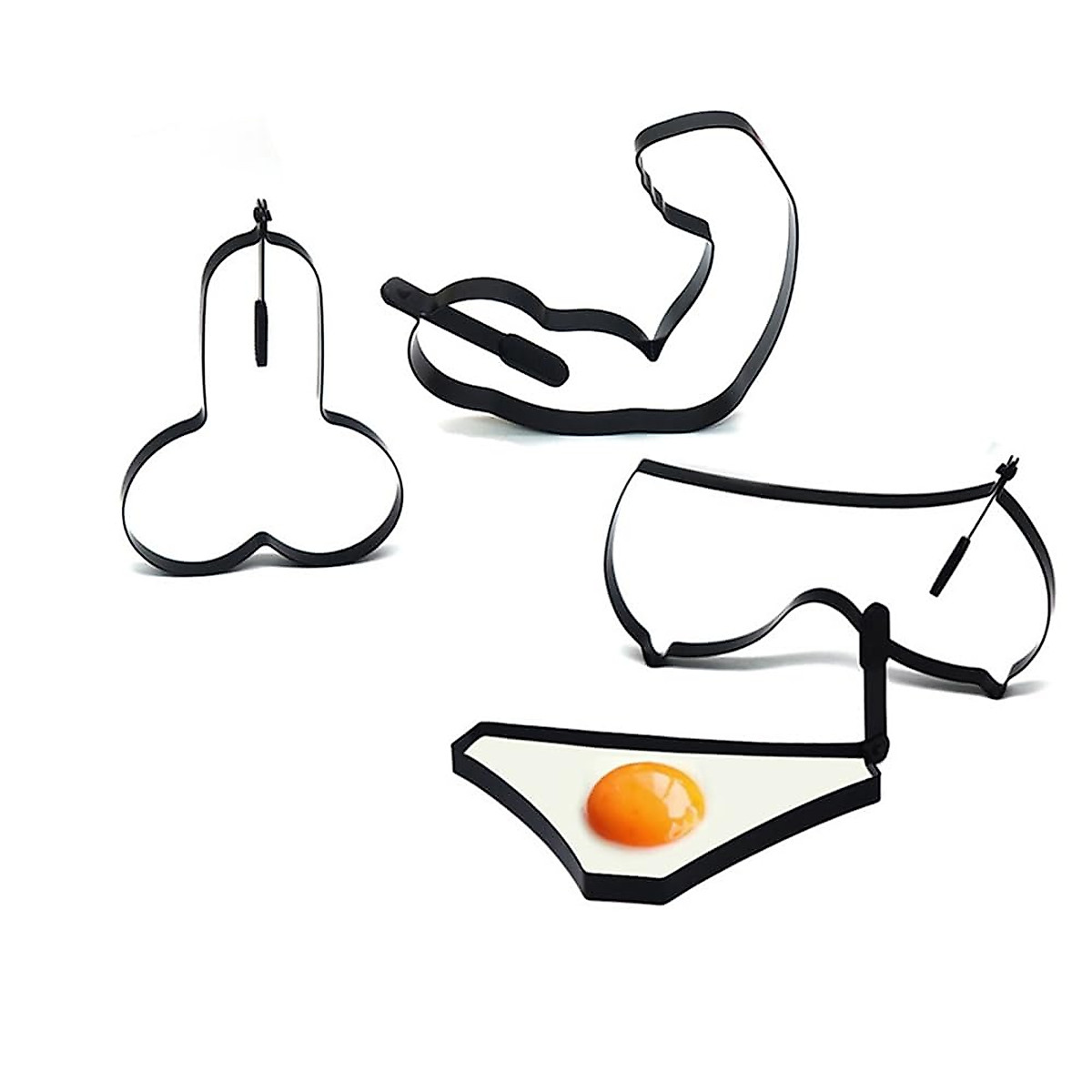 Sujosa Funny Egg Rings, Stainless Steel Nonstick Egg Cooking Mold with Foldable Handle, Romantic White Elephant Gifts DIY Kitchen Fryer Tool for Frying Eggs Mcmuffins and Omelet (Shape B)