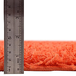 Rugs.com - Über Cozy Solid Shag Collection Rug – 9' x 12' Tiger Orange Shag Rug Perfect for Living Rooms, Large Dining Rooms, Open Floorplans