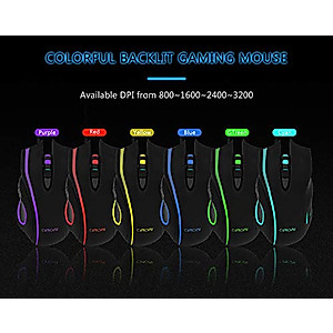 Gaming Keyboard Mouse and Headset with mic Combo USB Wired RGB Backlit Gamer Bundle Compatible with PC Windows 7/8/10/11 Xbox one PS4 PS5(Black)