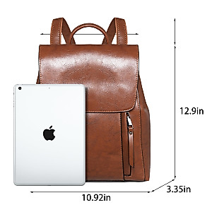 Iswee Vintage Waxy Leather Ladies Backpack Purses for Women Backpack Style Anti-theft Casual Daypack Shoulder Bag Fashion Bag (Brown)