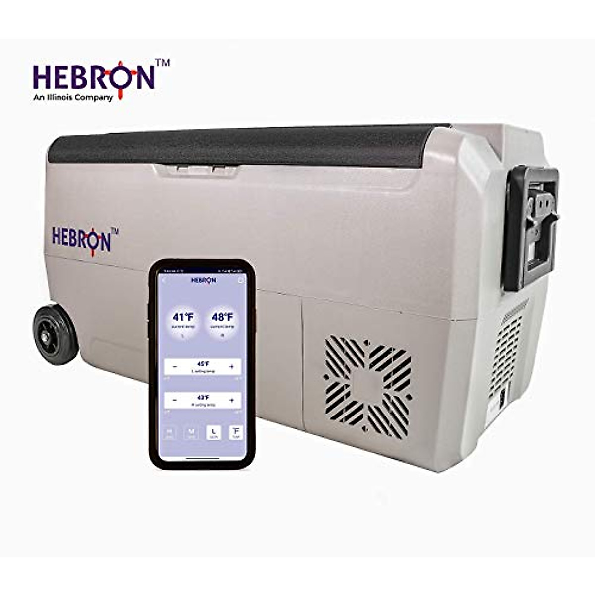 Hebron 33 Quart Dual Zone Portable Refrigerator/Freezer for Camping Fishing and Travel - 12/24 Volt DC Mini Chest Cooler for Vans Campers RVs and Boats