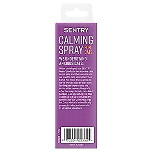 SENTRY PET Care Sentry Calming Spray for Cats, Uses Pheromones to Reduce Stress, Easy Spray Application, Helps Cats with Separation, Travel, Loud Noises, and Anxiety, Packaging May Vary