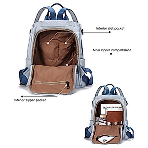 Telena Backpack Purse for Women, PU Leather Anti Theft Travel Backpack Purse Shoulder Bags with Tassel Dusty Blue