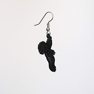 Gothic Black Raven Black Crow Dangle Earrings