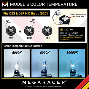 D2S HID Bulbs | 6000K Cool White HID Headlight Bulbs | D2R Headlight Bulb | Xenon Headlight Bulbs | HID Headlights | Xenon HID Bulbs | HID Lights for Cars Headlights | D2S Bulb | HID Bulb Pack of 2