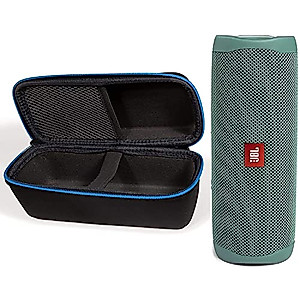 JBL Flip 5 Waterproof Portable Bluetooth Recycled Plastic Speaker Bundle with divvi! Protective Hardshell Case - Green (Eco Edition)