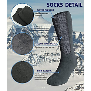 RATIVE Cold Weather Thick Heat Trapping Insulated Thermal Boots Socks Pack Warm Winter Long Crew for Men Women (12-14,2 pairs/black+grey+navy)