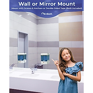 Automatic Wall Mounted Soap Dispenser for Bathroom (2-Pack White), Commercial Hand Soap Dispenser Wall Mount, Touchless Hand Sanitizer Dispenser, (Dispensador de Jabon de Bano Automatico) by EnBath