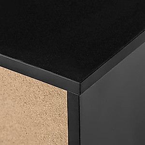 YISUYA Modern Tv Stand, Black Morden TV Stand with LED Lights, High Glossy Front Tv Cabinet, for TV up to 63 Inch, Floor Tv Wall Cabinet, Modern TV Stand, for Living Room or Bedroom