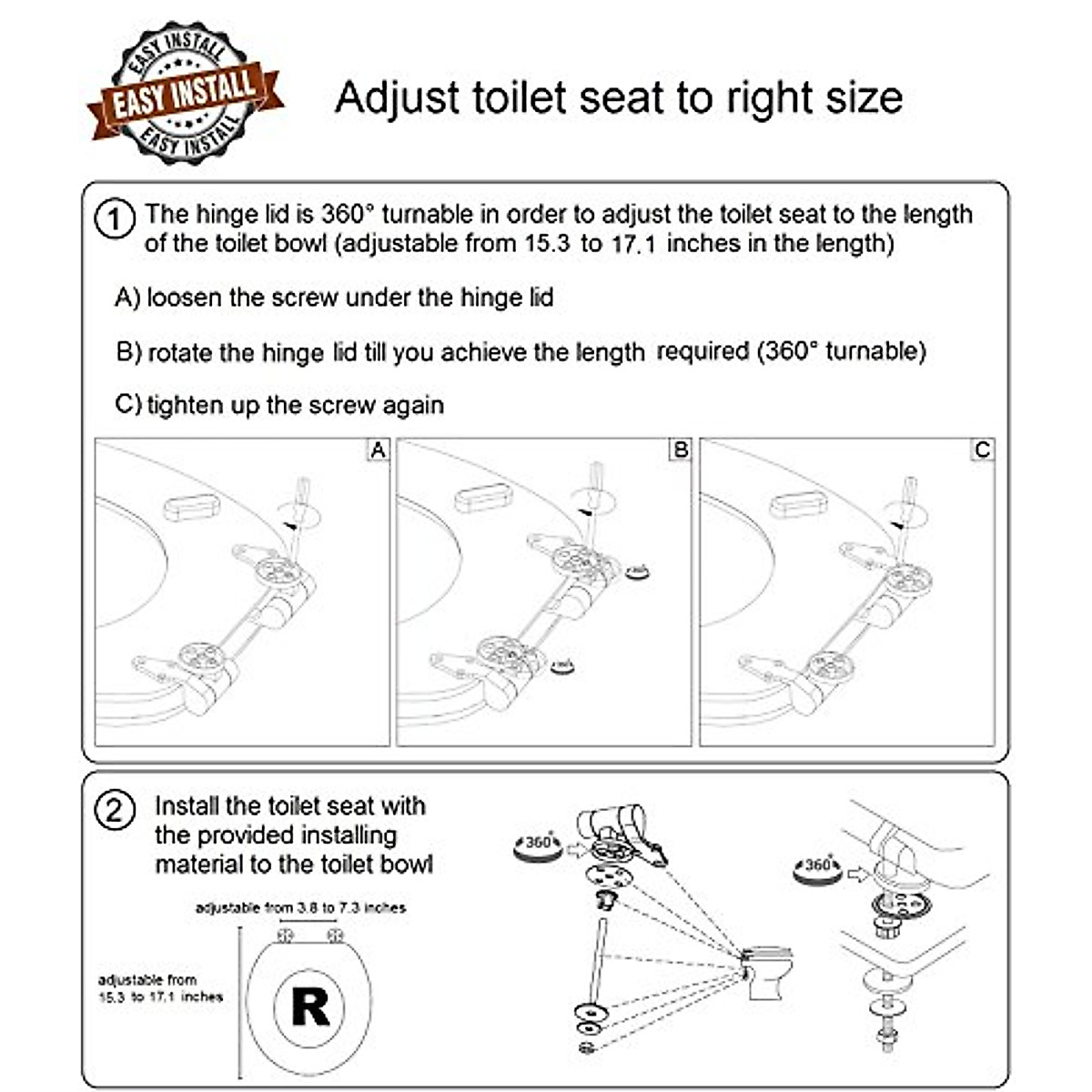 Sanilo ROUND, Silent Slow Close, Molded Wood, Adjustable Toilet Seat, Rustic