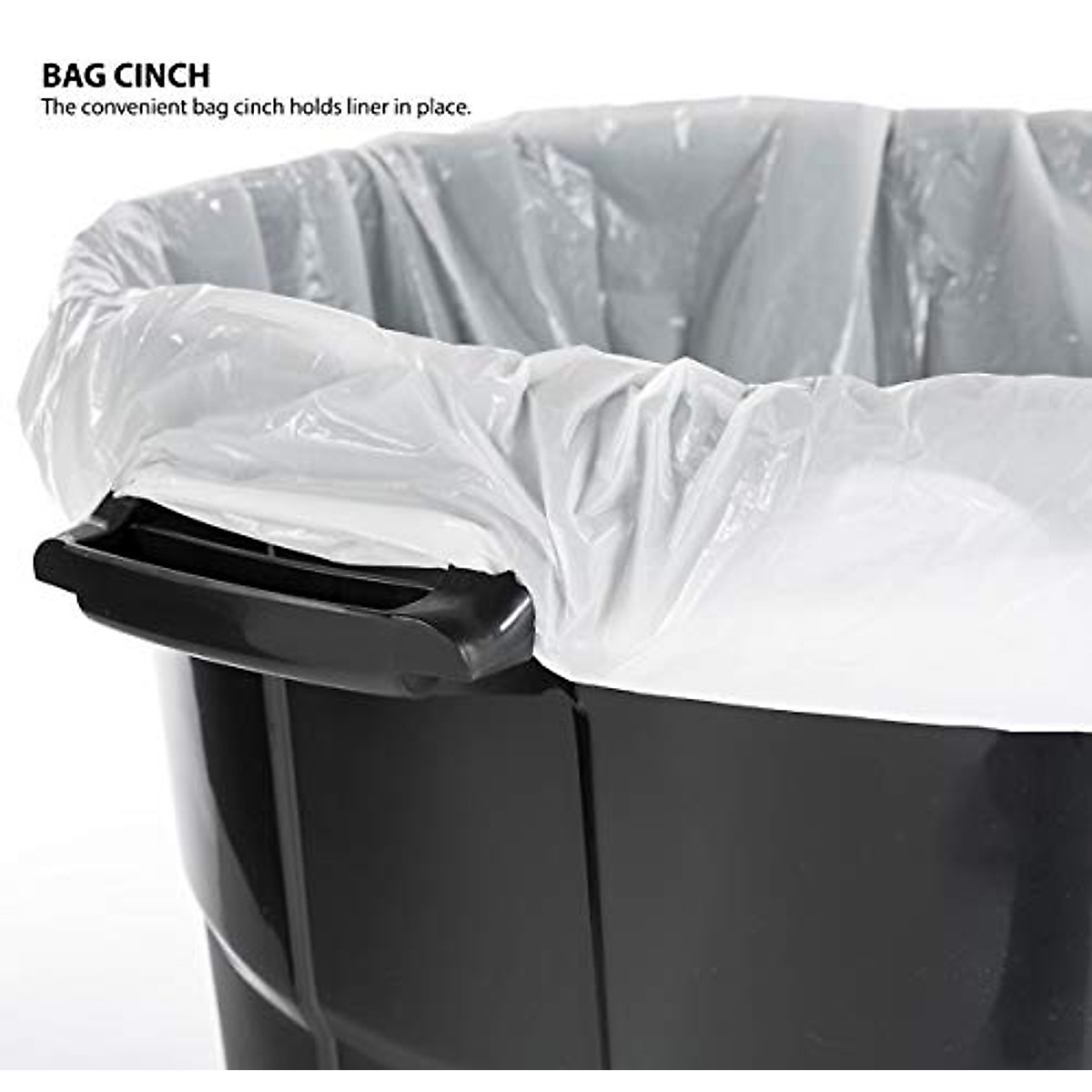 United Solutions TI0065 32 Gallon Outdoor Waste Garbage Bin, 6 Pack, Easy to Carry Pass-Through Handles & Attachable Click Lock Lid, Black, 6-Pack