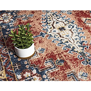 Unique Loom Utopia Collection Area Rug - Larissa (3' 3" x 5' 3" Rectangle, Terracotta/ Blue)