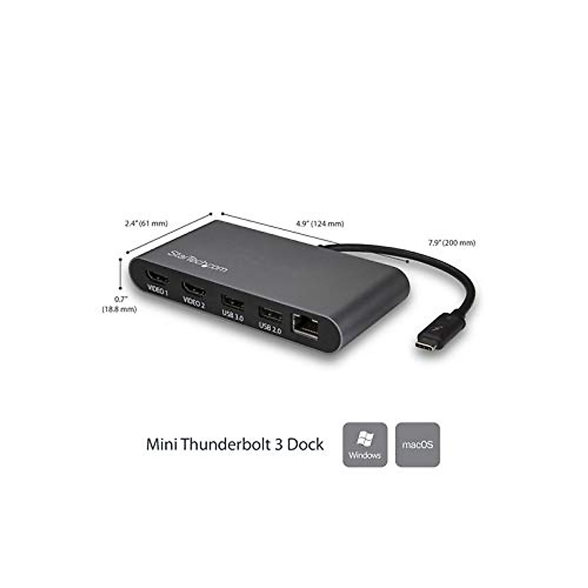 StarTech.com Dual 4K Monitor Mini Thunderbolt 3 Dock with HDMI - Mac & Windows Docking Station - Discontinued, Limited Stock, & Replaced by TB3DKM2HDL (TB3DKM2HD)