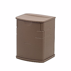 RubbermaidRubbermaid Mini Resin Weather Resistant Outdoor Garden Storage Deck Box, Mocha & Vikan Remco 63003 Color-Coded Plastic Hand Scoop, 16 oz, BlueVikan
