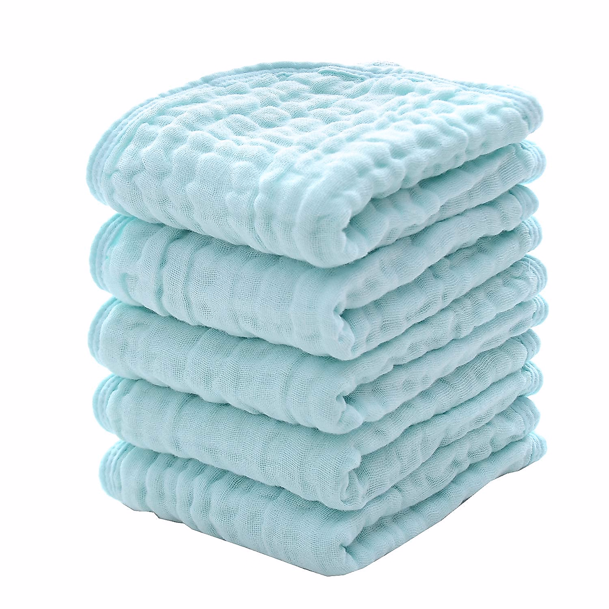 Muslin Burp Cloths - Baby Burp Cloth Sets for Unisex. 5 Pack Large Perfect for Newborn Baby Burping Cloths/Burp Bibs. Baby Burping Rags for Boys and Girls (Green)