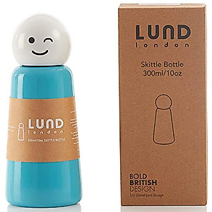 LUND LONDON Stainless Steel Water Bottle | 300ml Insulated Water Bottle BPA Free | Cold for 24+ Hours, Hot for 12 | Sky Blue & White Wink by Lund London (7159)