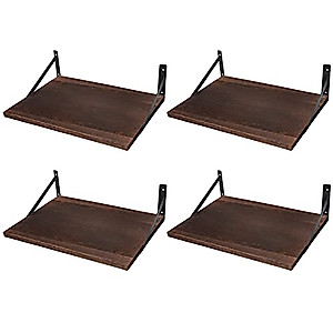Hoteam 4 Sets of Wide Rustic Floating Shelves Wall Mounted 16.5 x 12 x 4.7 Inches Deep Large Floating Shelves with Large Capacity for Kitchen Living Room Bathroom Bedroom
