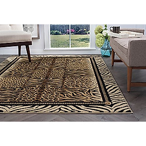 Savannah Contemporary Animal Beige Rectangle Area Rug, 8' x 10'