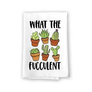 Honey Dew Gifts, What The Fucculent, 27 Inch by 27 Inch, Kitchen Towels Cactus, Succulent Kitchen Towel, Funny Succulent Gifts for Cactus Lover, Succulent Lovers, Cactus Mom