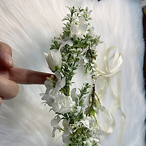 VMila Flower Crown - Elegant Wedding Hair Accessories for Girls, Ideal Flower Girl Headpiece, Perfect for Bridal Parties and Special Occasions (White)