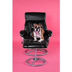 Flash Furniture Barker Contemporary Multi-Position Recliner and Ottoman with Metal Base in Black LeatherSoft