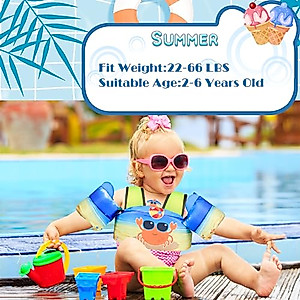 Elejolie Toddler Swim Vest for Child Learn Swiming Training,Infant Safety Swimmies Aid Jacket for Kids 2 3 4 5 6 Years Old,Arm Water Wings for Baby 22-66lbs