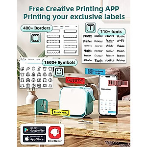 Vixic Label Maker with Tape, M960 Bluetooth Label Maker Machine, Small Mini Portable Label Makers Multiple Templates Font Icon for Home School Office Organization, Inkless Rechargeable,Green