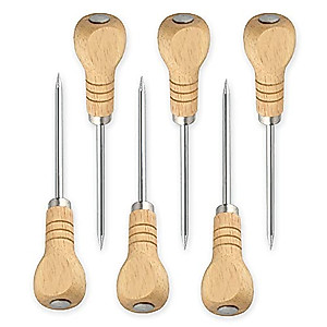 Yzurbu 6pcs Ice Pick for Breaking Ice, Stainless Steel Ice Pick Tool with Safety Wooden Handle for Kitchen