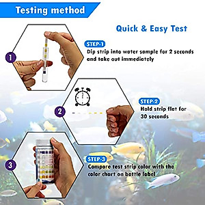 SJ WAVE 7 in 1 Aquarium Test Kit for Freshwater Aquarium | Fast & Accurate Water Quality Testing Strips for Aquariums & Ponds | Monitors pH, Hardness, Nitrate, Temperature and More (100 Tests)