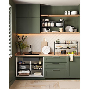 NETEL Under Sink Organizers and Storage, 2 Tier Expandable Under Cabinet Organizer Shelf with 8 Removable Panels,Expandable Shelf for Cupboard,Kitchen,Bathroom,Shoe Storage Rack