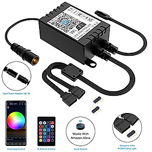 MIHEAL WiFi Wireless Smart LED Controller with 24 Keys Remote for RGB LED Strip Lights, Compatible with Alexa Google Home IFTTT, Support Android iOS System