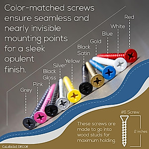 Calabasas Decor 36x8 in Metal Floating Shelf White Wall Mounted - Made in The USA - Bedroom, Living Room, Bathroom, Kitchen