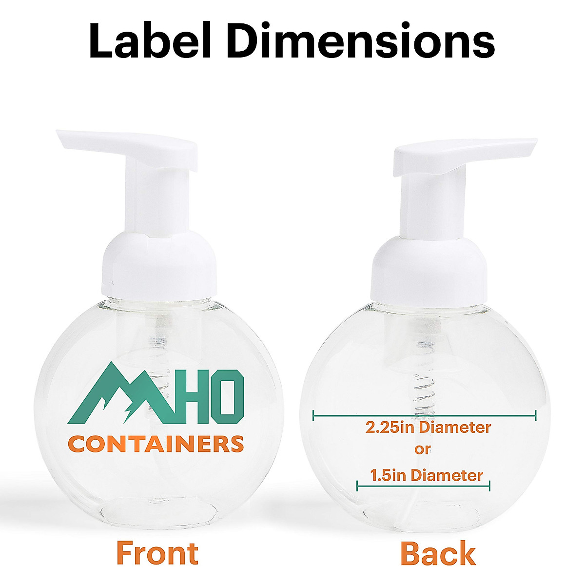 MHO Containers | Clear Foaming Soap Dispenser with White Pump Locking Mechanism BPA/Paraben Free PET Plastic 250mL/8.5fl oz - Set of 4