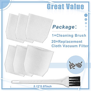 Breling 20 Pieces Cloth Vacuum Filter Compatible with Makita T-03193 and a Brush Vacuum Filter Replacement Cloth Vacuum Dust Collector Filters, White