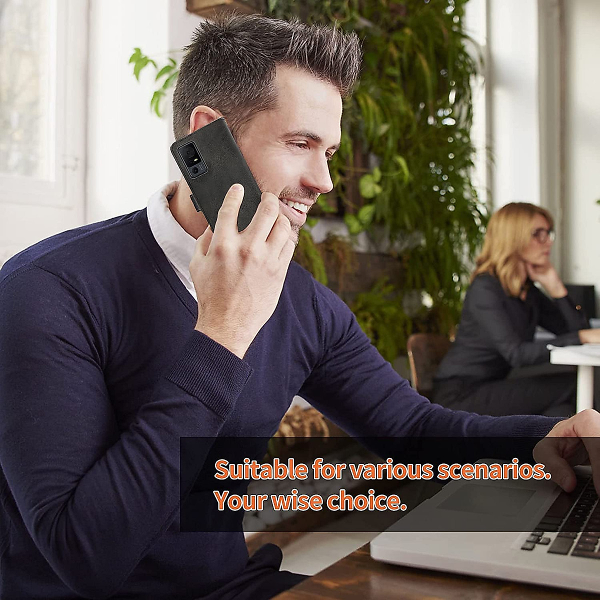 TTYSHTT for TCL 40 XL Case and Tempered Glass Screen Protector, PU Leather Flip Cover Wallet Phone Case Protector [Full Protection] [Card Slots] [Kickstand] for TCL 40 XL, Black